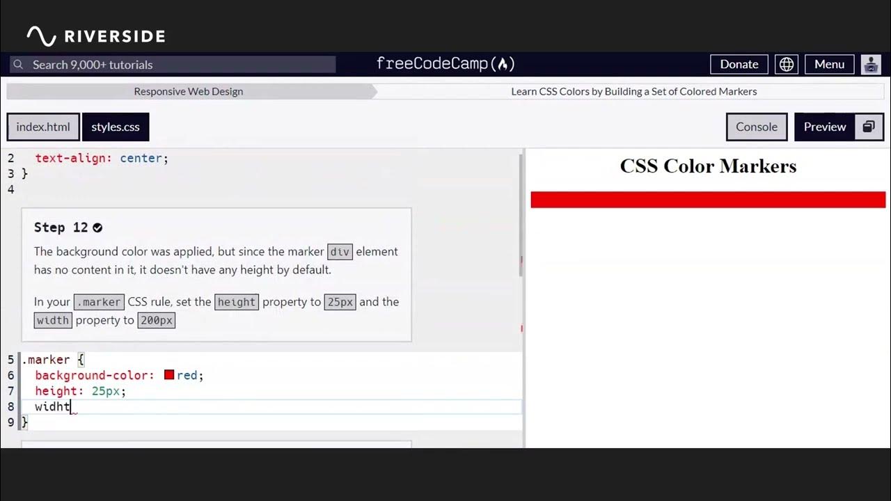 FreeCodeCamp.Org Learn CSS Colors By Making Color Markers || Step 1- 30 || Responsive Design ...