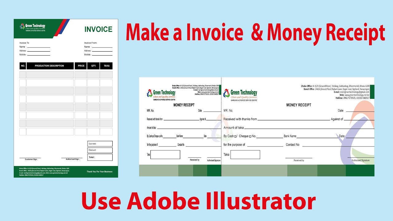 Make a Invoice & Money Receipt Professionally || পেশাদারভাবে একটি চালান ...