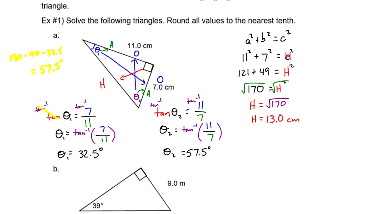 Foundations and Pre-Calculus 10 Solving Right Triangles - YouTube