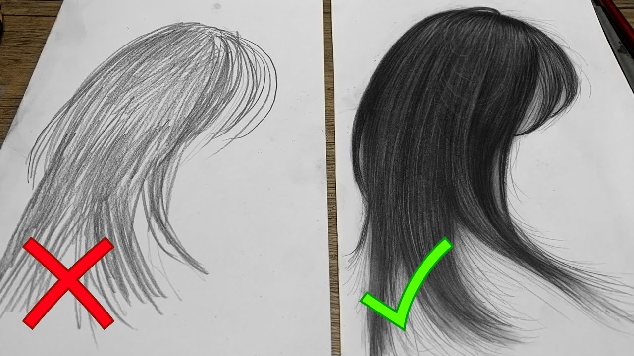 HOW TO DRAW REALISTIC HAIR - YouTube