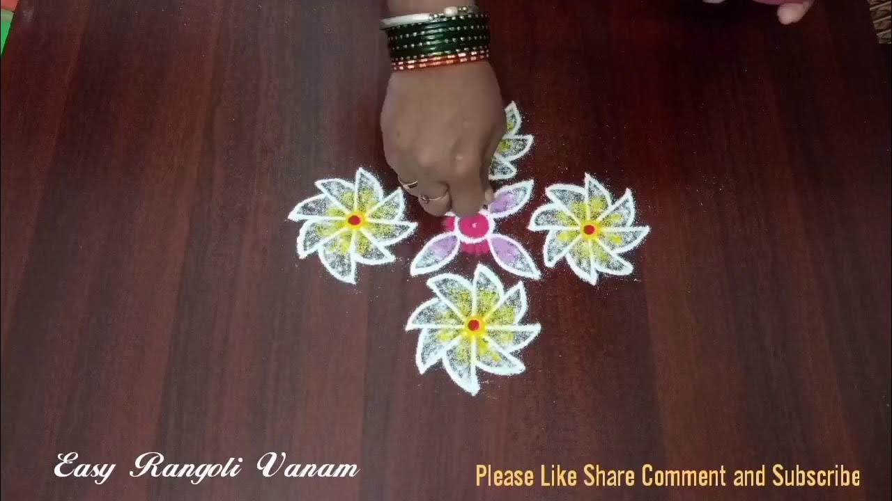 8. Beautiful 7 dots Rangoli design /daily Kolam/ creative design - YouTube