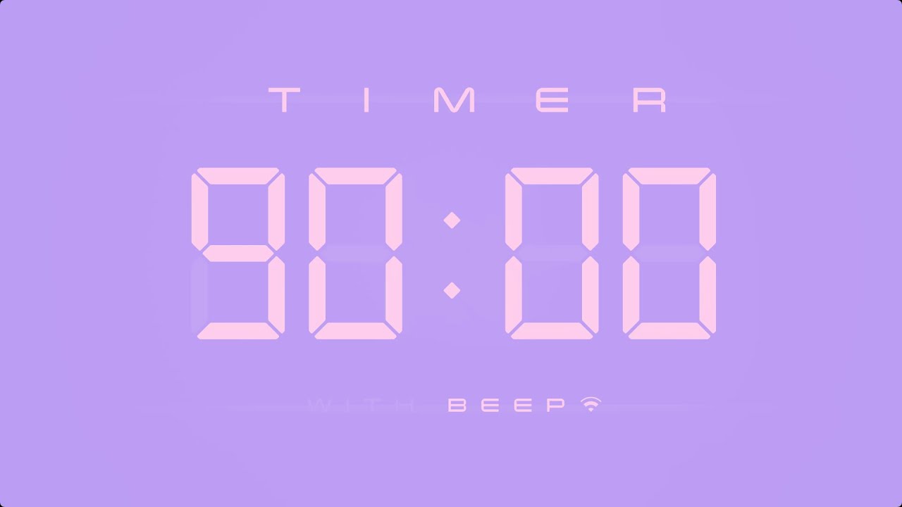 90 Minute Digital Countdown Timer with Simple Beeps 💕💜 - YouTube