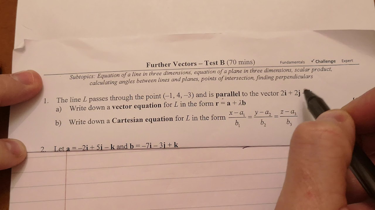 Q1 Further Maths 3d Vectors - YouTube