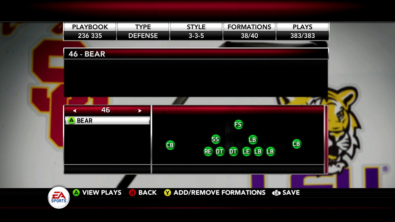 NCAA 14 Playbook Defense: NCAA 14 Playbook Defense 3 - YouTube