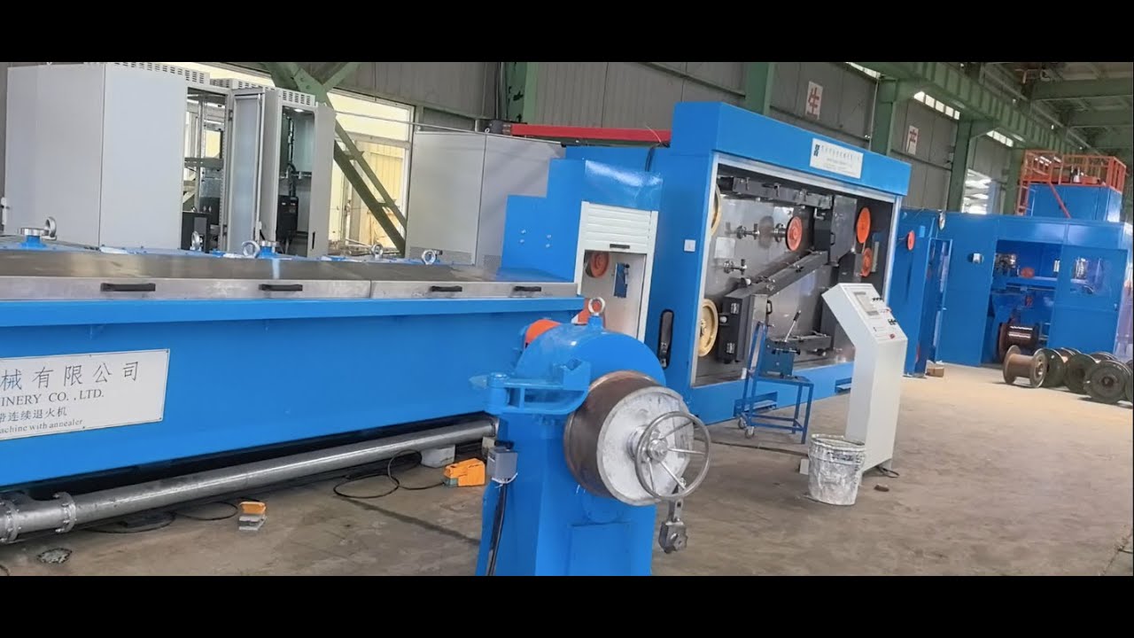 450/13DL Copper rod breakdown machine with annealing, double spoolers ...