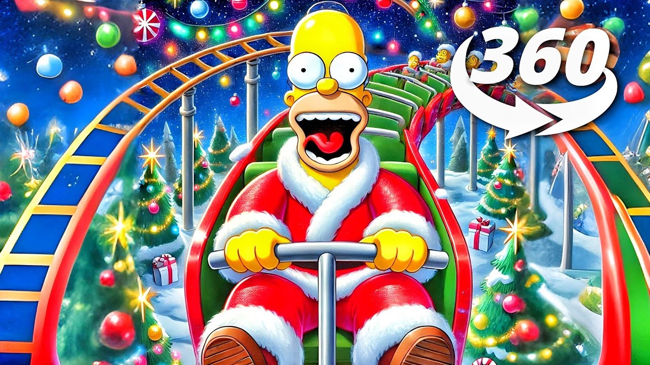 HOMER SIMPSON'S Wild 360° Christmas Rollercoaster Ride! - YouTube
