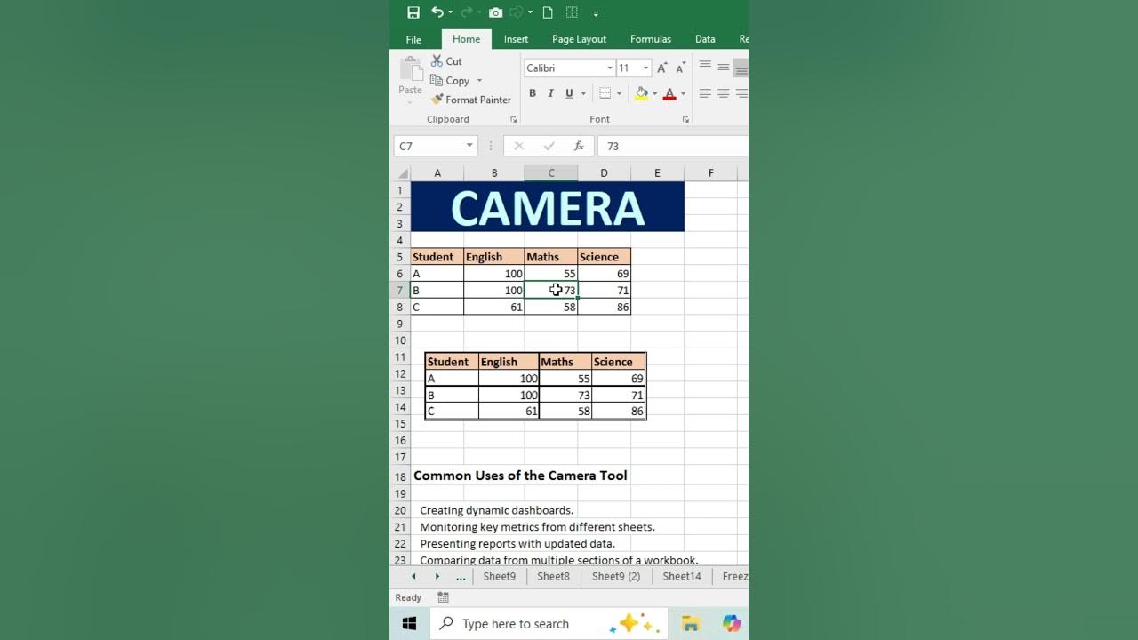 📸 How to Use the Camera Option in Excel | Create Dynamic Snapshots Easily! - YouTube