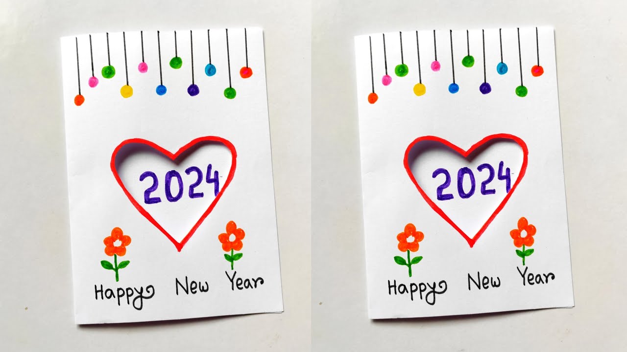 Easy white paper New Year Card making | Handmade New Year Card | New ...