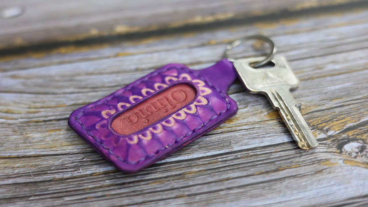 [Leather Craft]Make a Leather purple key chain DIY - Free PDF Pattern ...