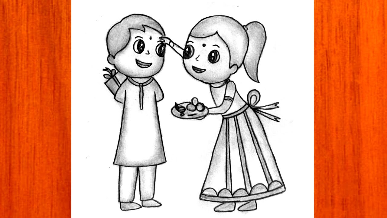 Bhai Dooj Drawing Easy || How to draw Bhai Dooj || Bhai Fota Drawing ...
