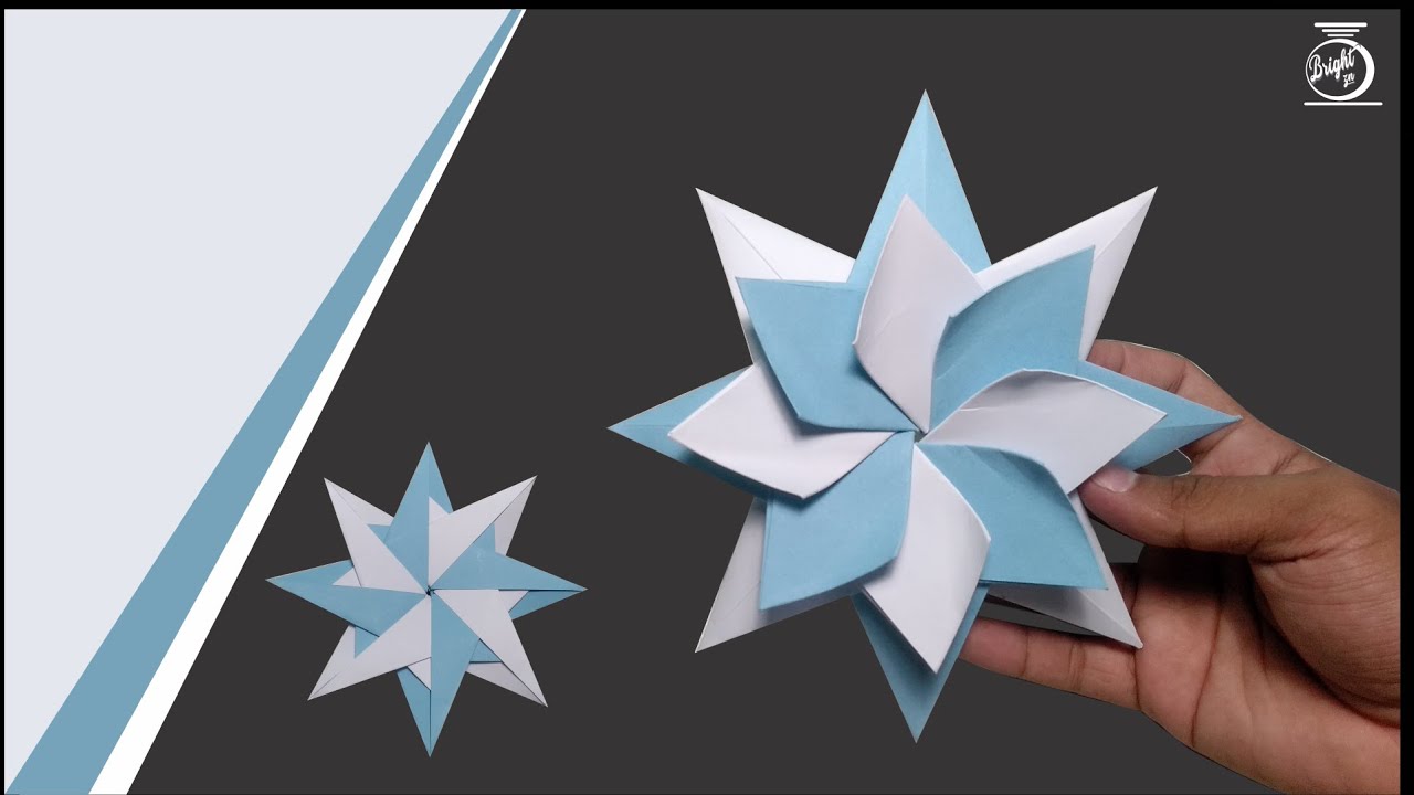 Origami Star Flower 8 points // Star Flower Paper // Bunga Bintang ...