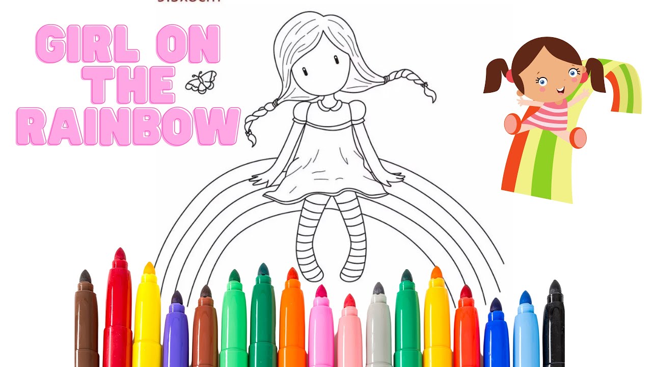 Girl 👧🏻 on the Raibow 🌈Drawing, Painting for kids & toddlers | Easy ...