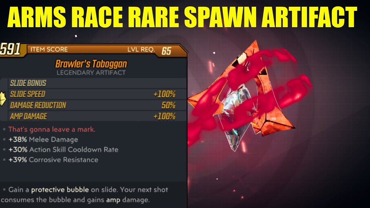 BL3 - LVL 65 - Brawler Tobbogan +38% Melee Dmg +30% A S C Rate + 39% ...