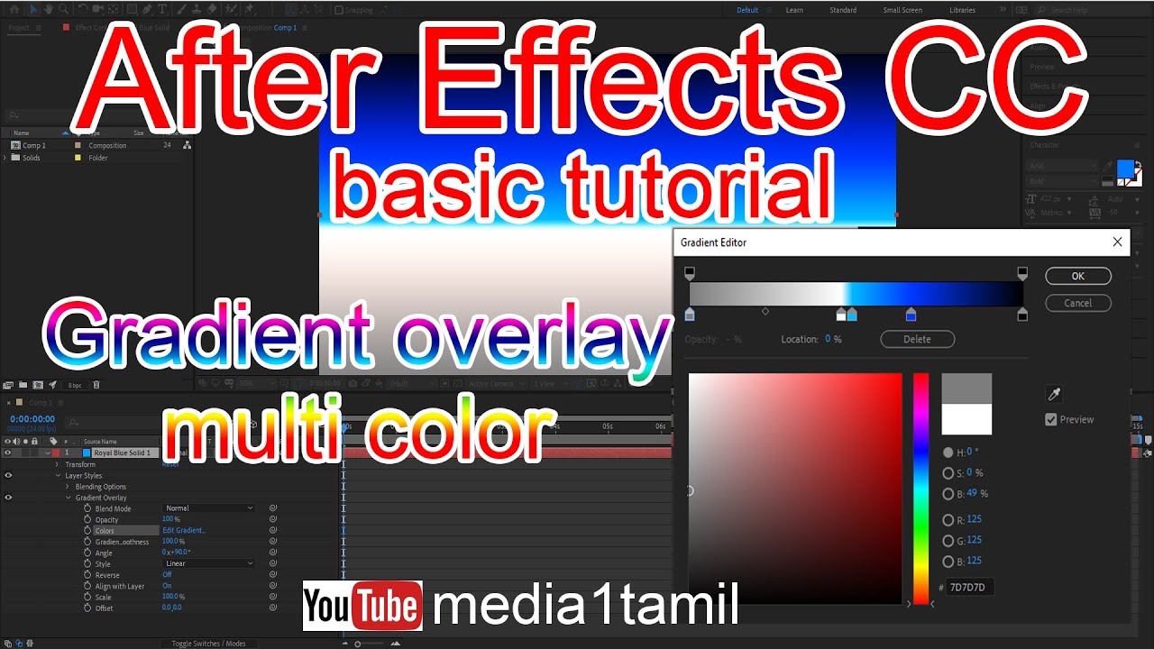 After Effects CC -Gradient overlay multi color- basic tutorial - YouTube