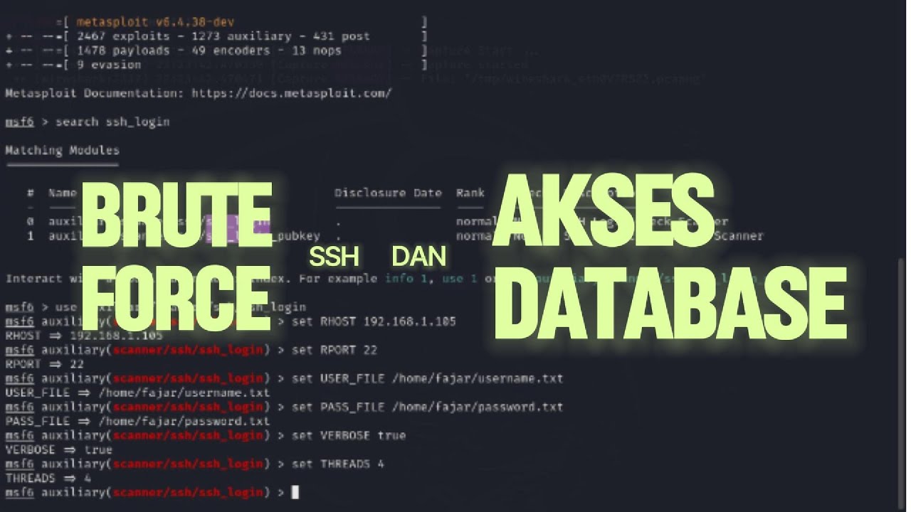 SERANGAN BRUTE FORCE SSH UNTUK MENGAKSES DATABASE MENGGUNAKAN METASPLOIT - YouTube