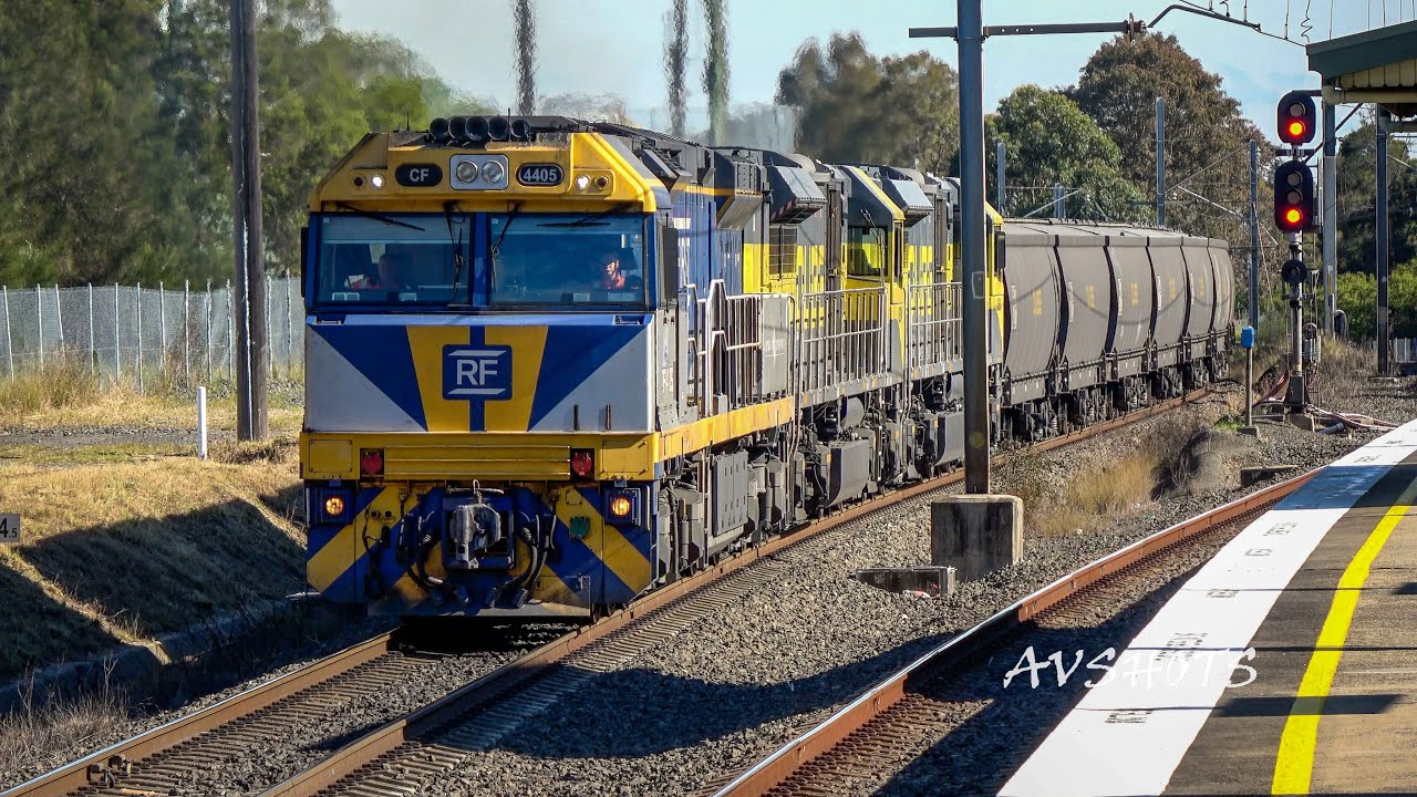 2 QUBE Trains at Villawood Sydney | 3968 Grain Train | 5114 Intermodal ...