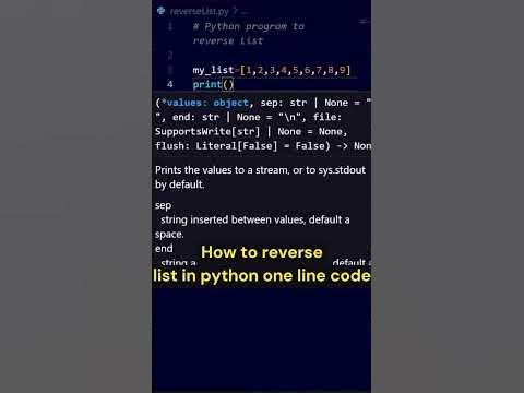 How to reverse list in python one line code #shorts #python #coding - YouTube