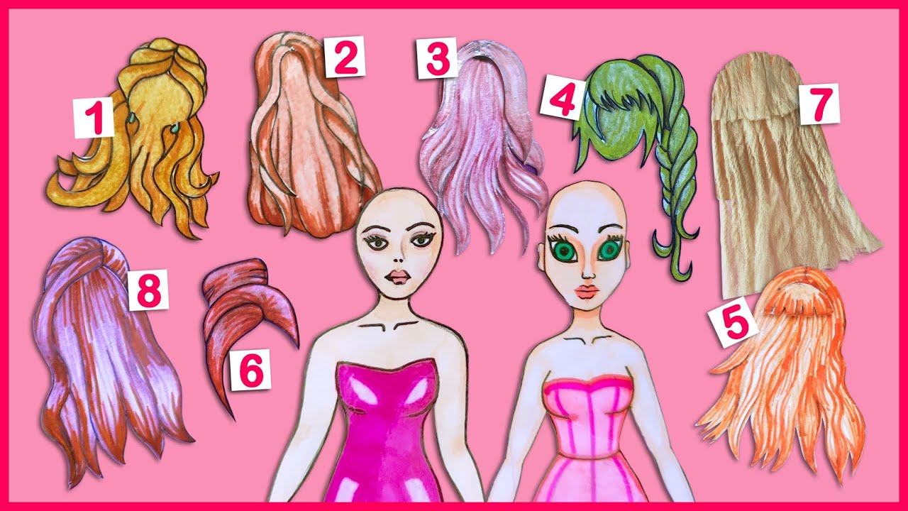 How to make 8 hairstyles for paper dolls?||paper play||paper diy - YouTube