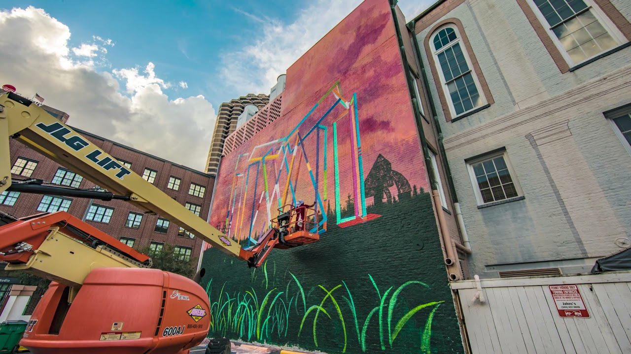 Ayo Scott creates his mural "Lessons" for Unframed presented by The ...