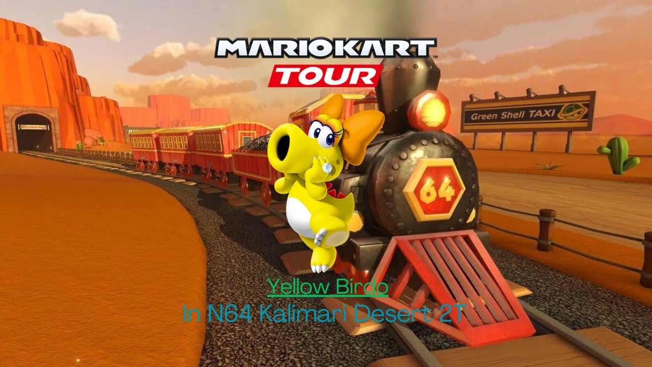 Mario Kart Tour - Yellow Birdo in N64 Kalimari Desert 2T - YouTube