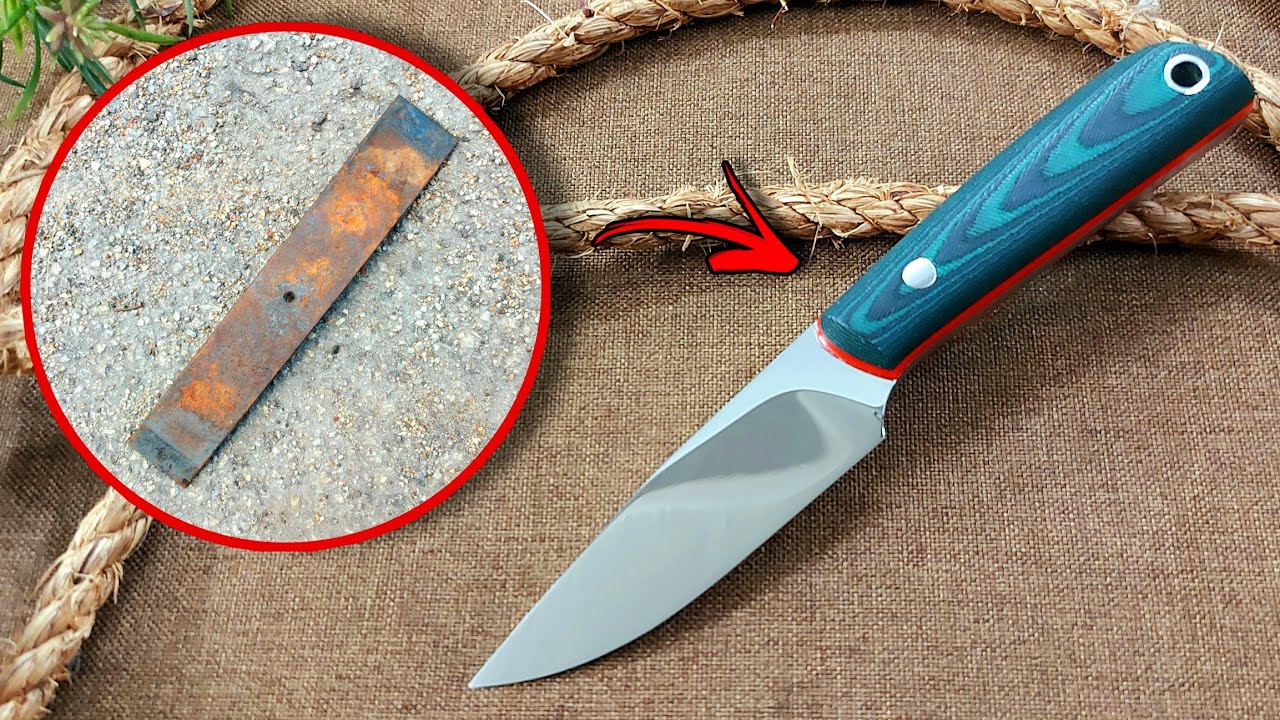 KNIFE MAKING - TURNING RUSTED LEAF SPRING INTO A BIRD AND TROUT KNIFE ...