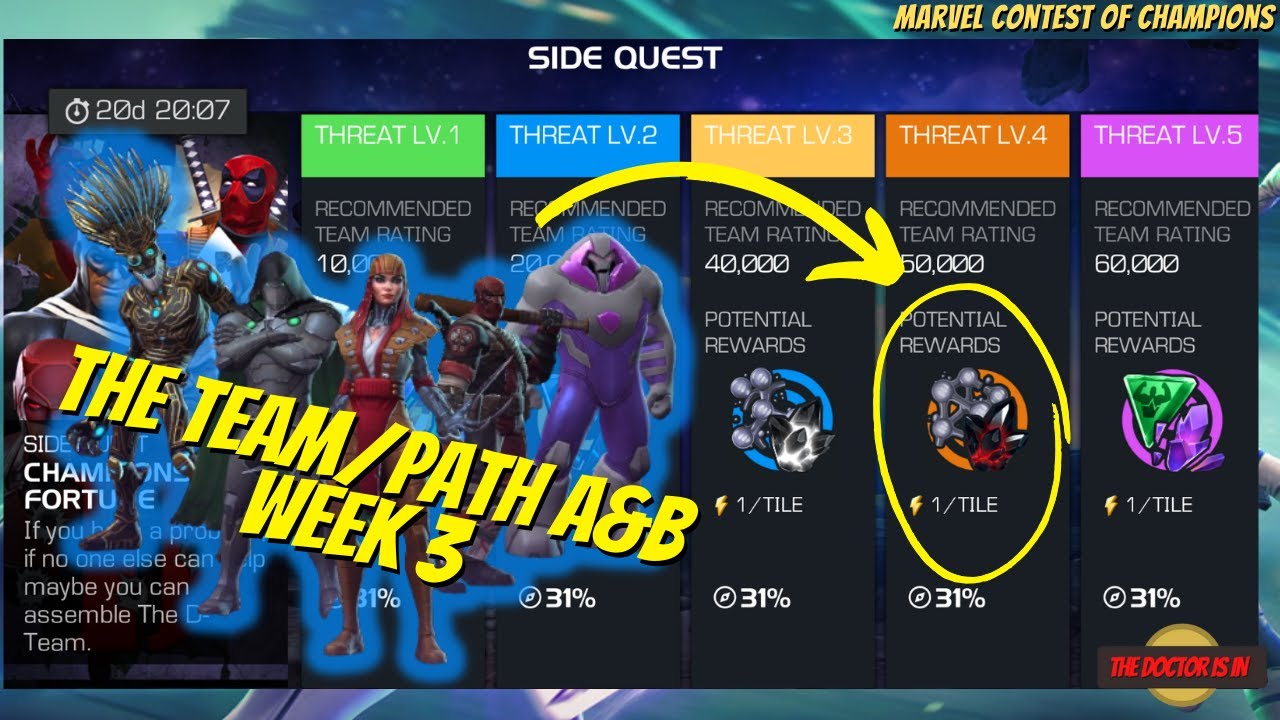 Best Team To Beat the Champions of Fortune MCOC Side Quest Week 3 Path ...