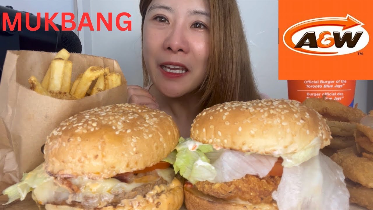 A&W MUKBANG | Trying the 🌶️Spicy Habanero Chicken Sandwich, Mozza Burga ...