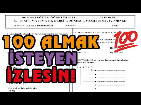 4. Sınıf Matematik 1. Dönem 1. Yazılı | 2. Örnek 2022