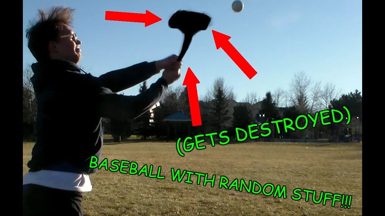 BASEBALL WITH RANDOM STUFF!!!(GETS DESTROYED!) - YouTube