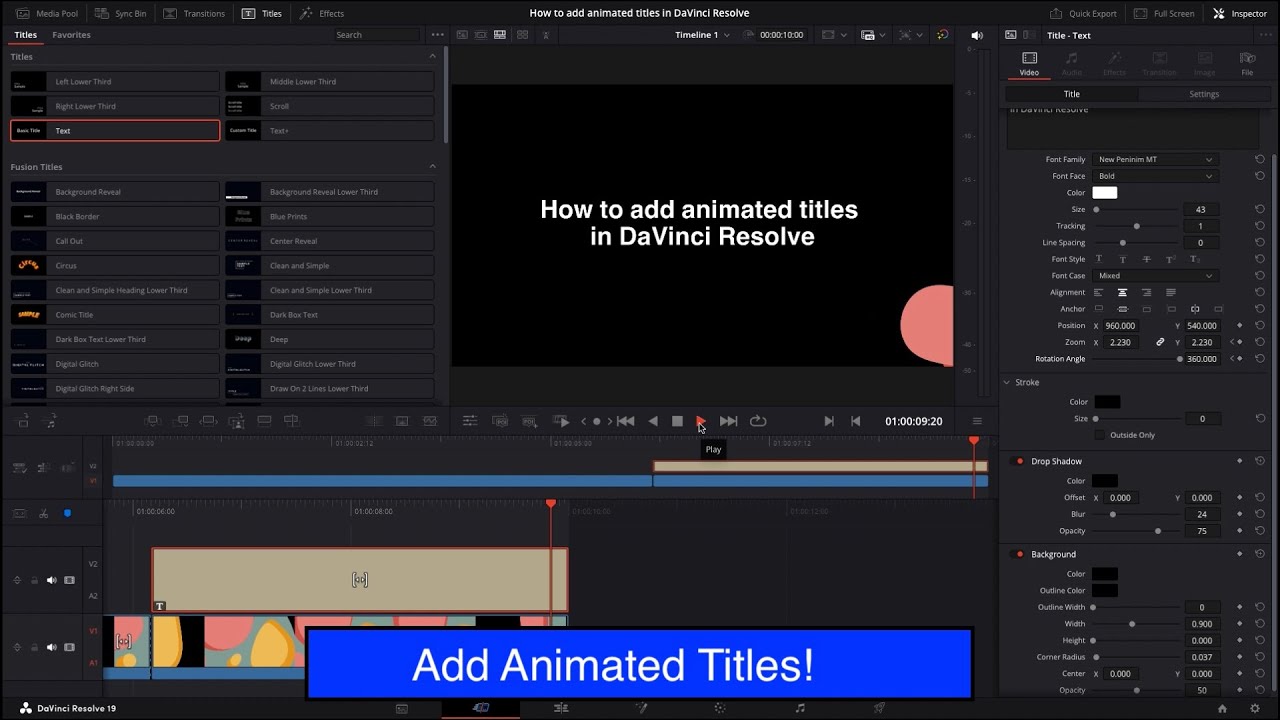 How to add animated titles in DaVinci Resolve - YouTube