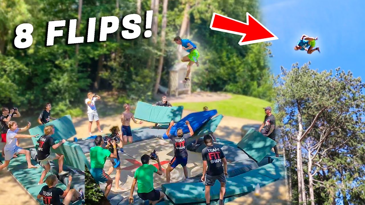 WORLD'S FIRST OCTUPLE FLIP ON TRAMPOLINE!! *8 FLIPS* - YouTube
