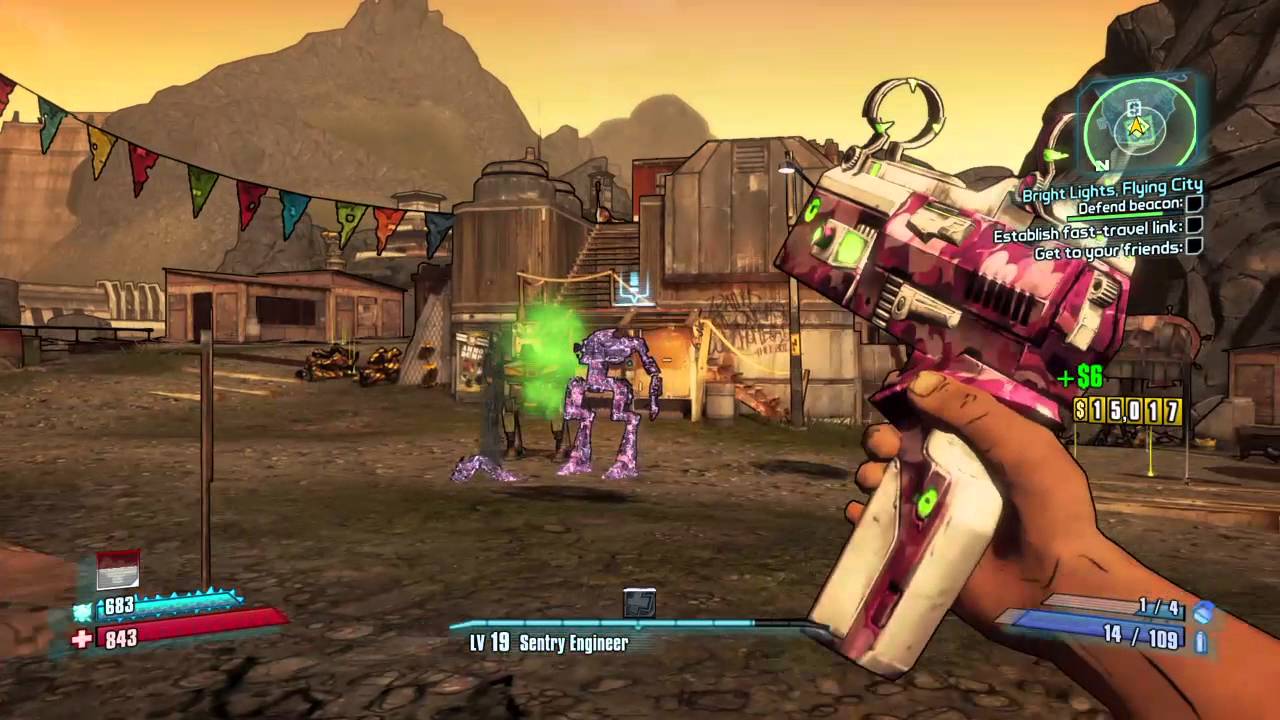 Borderlands 2: Bright Lights, Flying City- Defending Overlook - YouTube