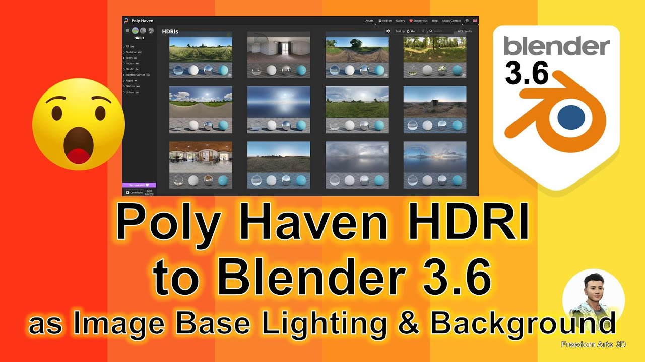 Poly Haven HDRI to Blender 3.6 background - YouTube