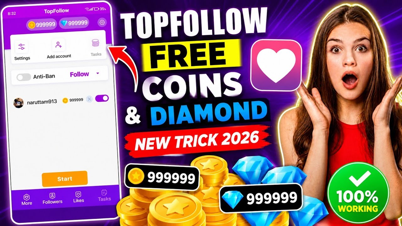 #top follow app unlimited coins 2026 hack😱top follow app unlimited ...