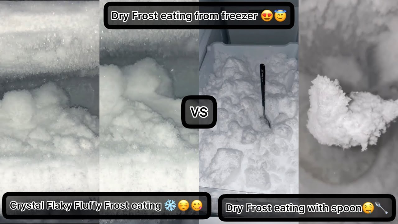 Frozen Freezer 🤤 Crystal Flaky Fluffy Frost eating ️😍VS Dry Frost eating from Freezer ☺️😋 ASMR ️ ...