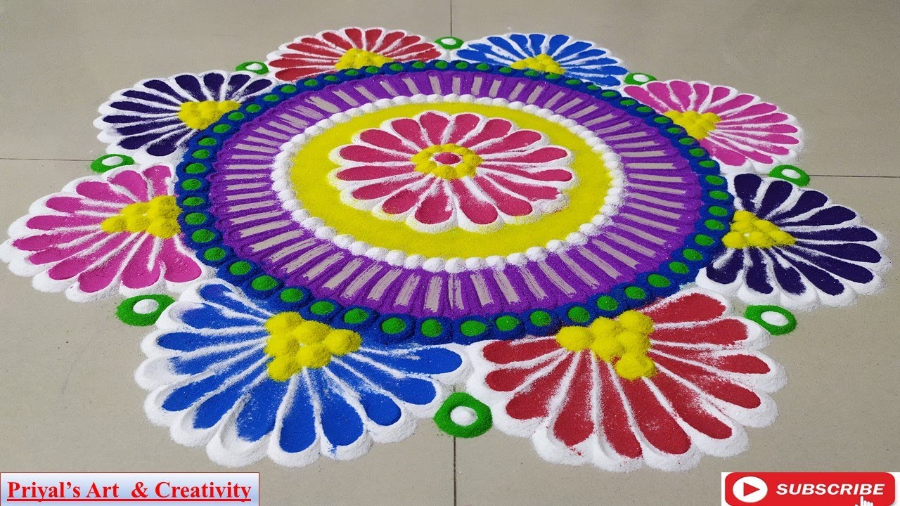 Easy, simple & Colourfull rangoli for Ram Navami - YouTube