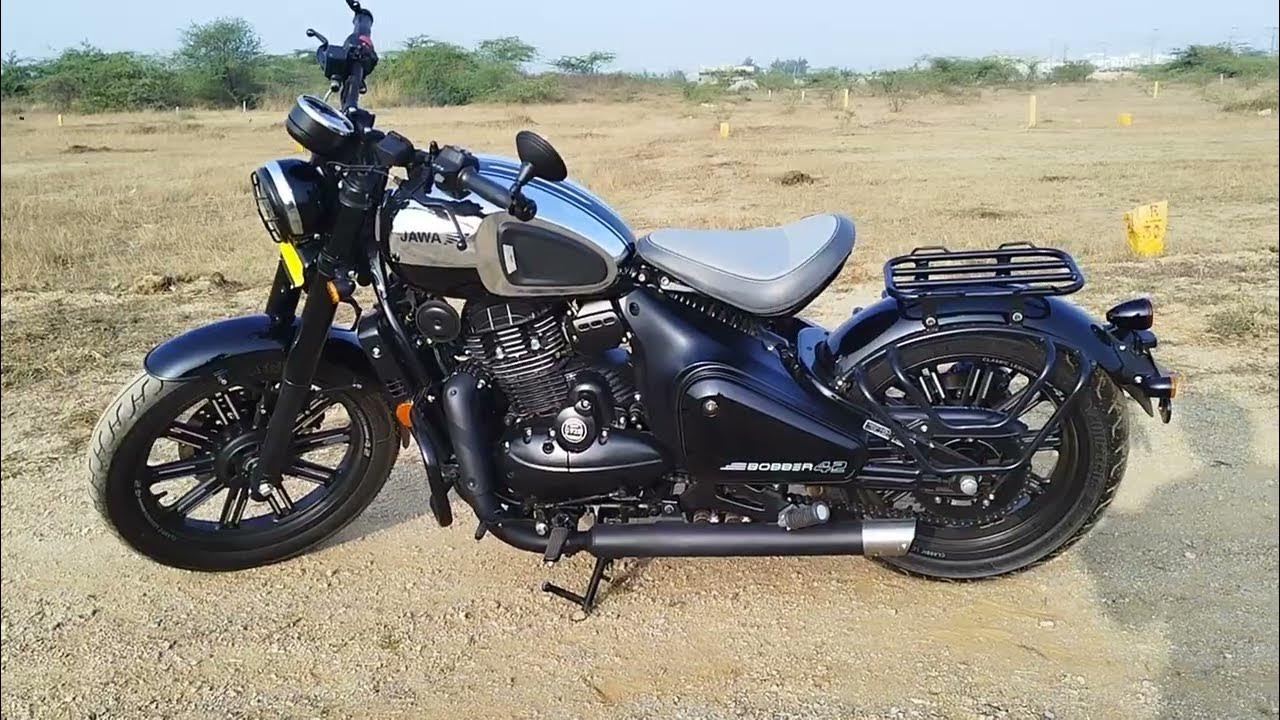 Jawa Bobber 42 Black Mirror Edition with After Market Saddle Stand ...