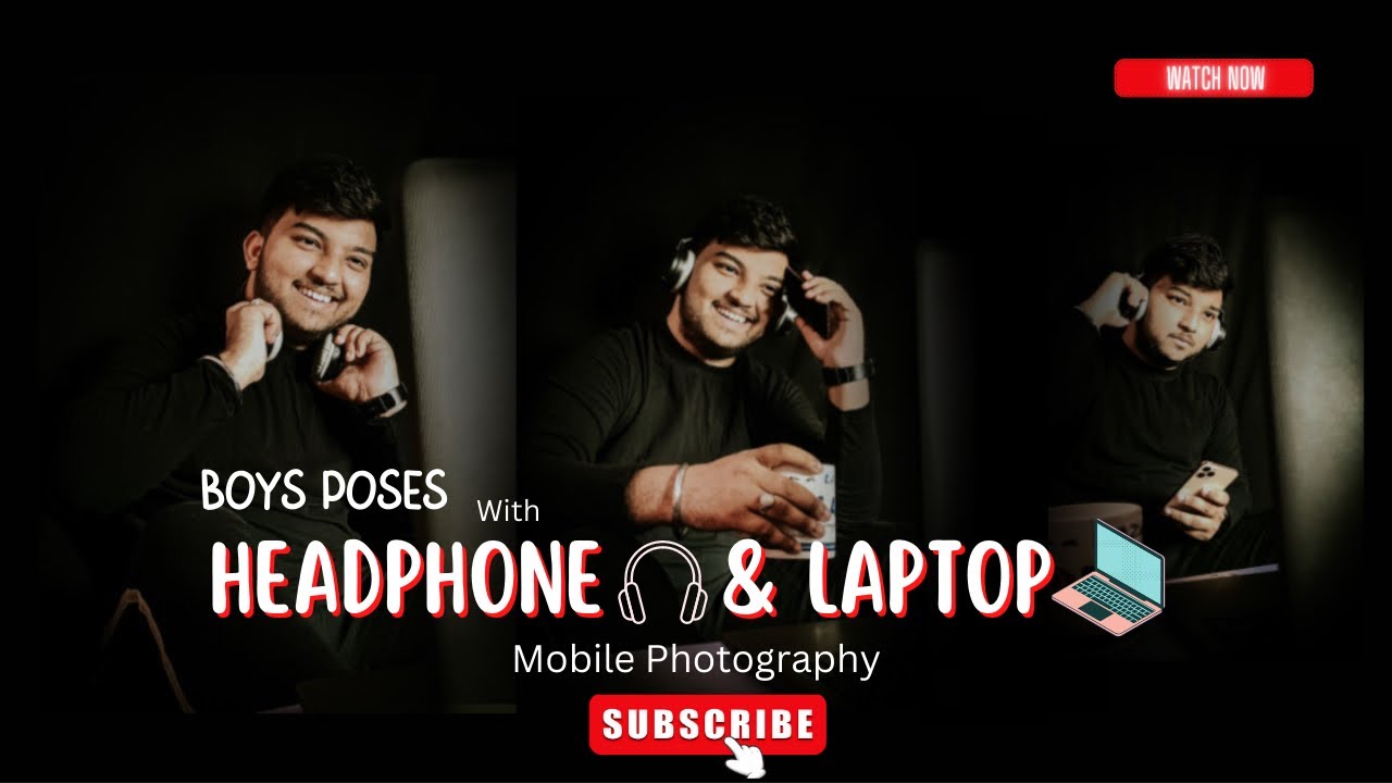 Poses For Boys with Headphone & Laptop Poses At Home | Simple And Easy ...