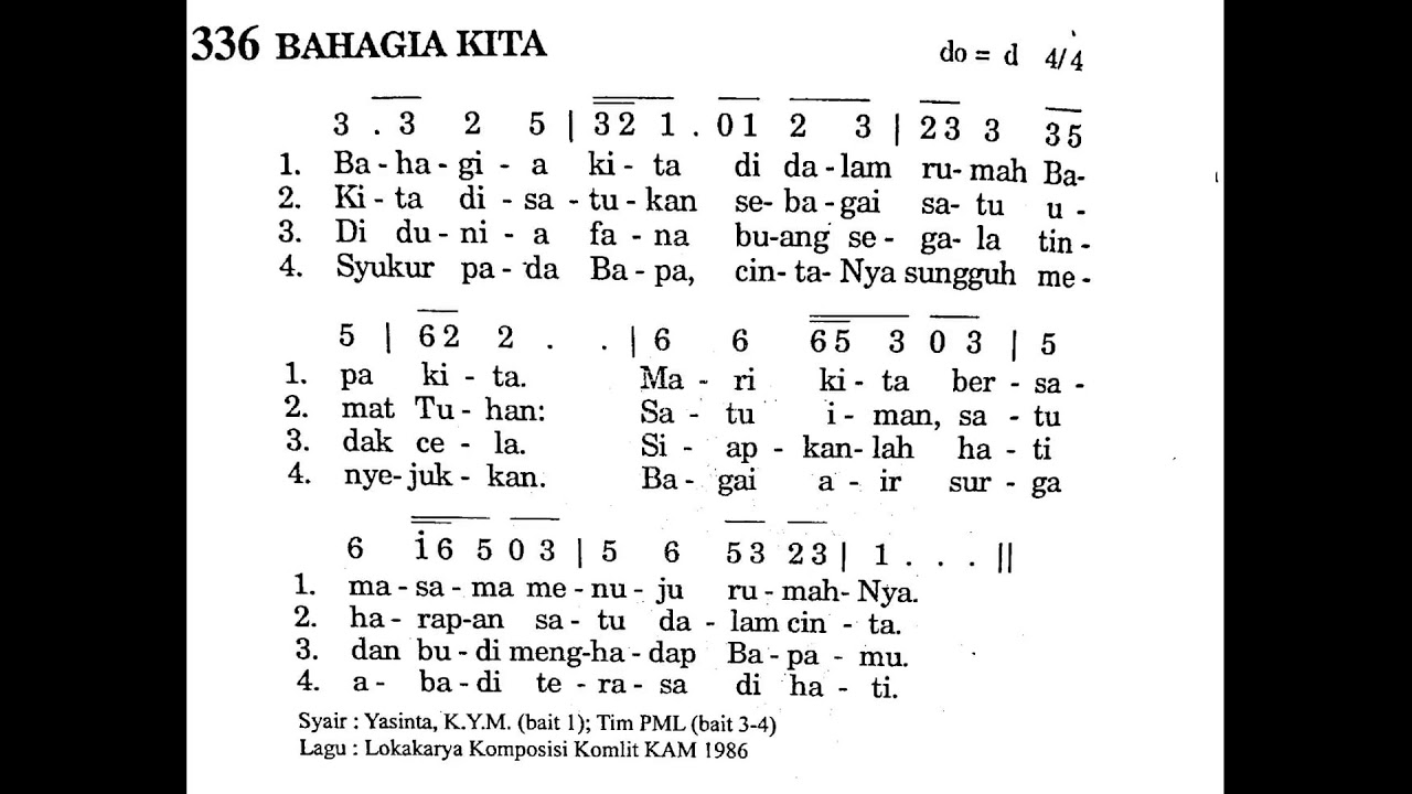 Bahagia Kita || Lagu Pembukaan || Puji Syukur No. 336 - YouTube