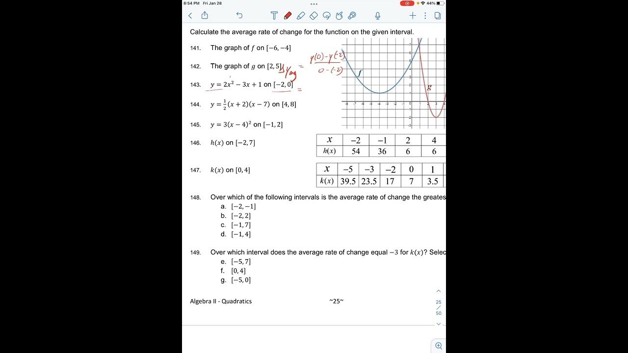 algii quadratic functions cw hw 143 - YouTube