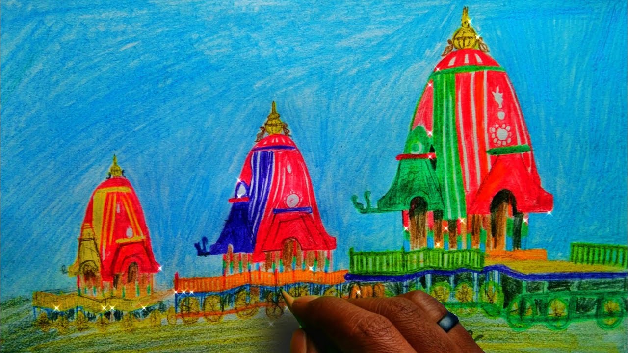 Rath Yatra 2023//Rath Yatra Drawing//Puri Rath Yatra Drawing In Colour ...