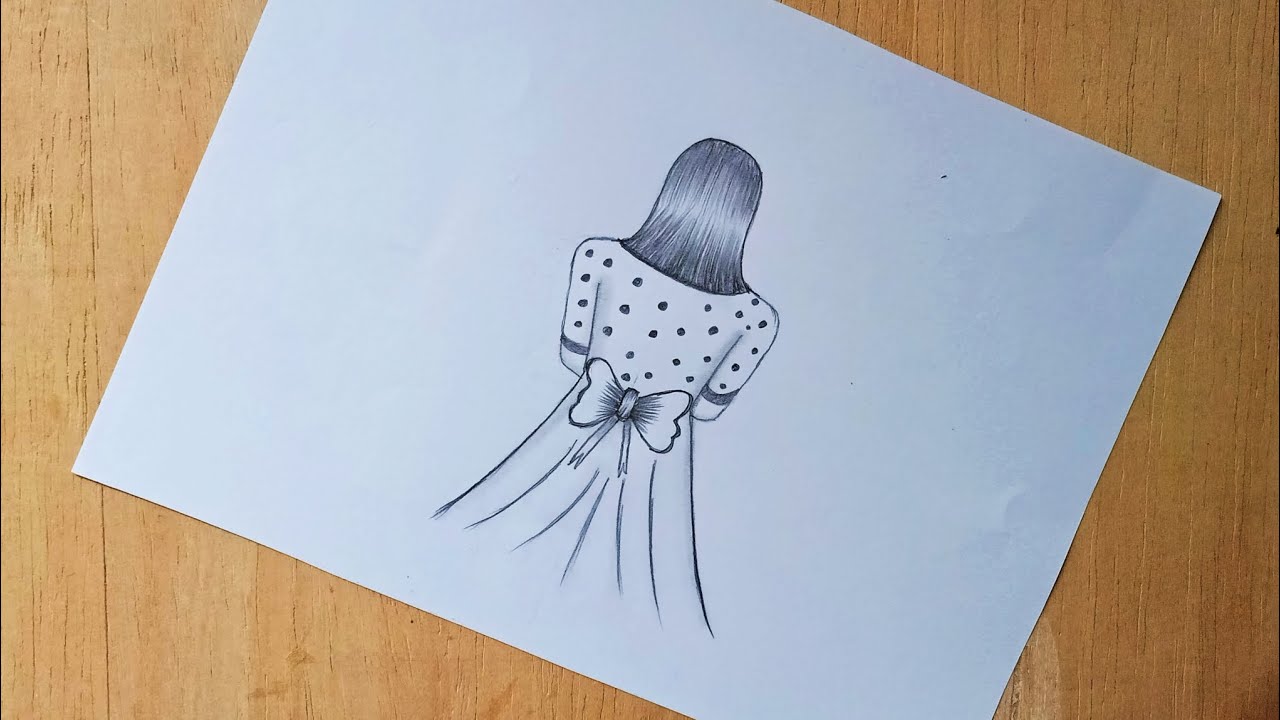 Easy girl drawing_Girl back side pencil sketch _Drawing - YouTube