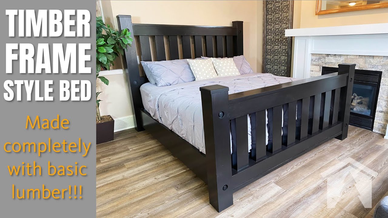 Timber Frame Style Bed - Made Completely with Basic Lumber - YouTube