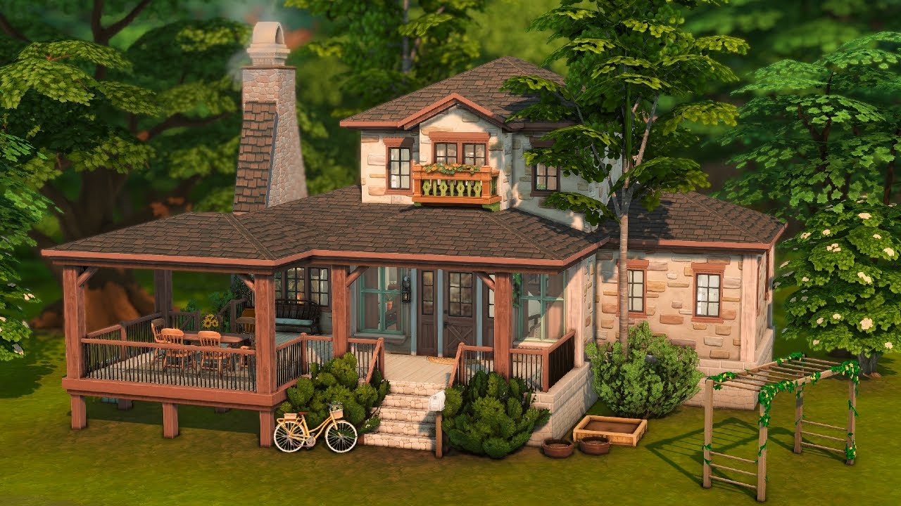 earthy cottage 🌻🪵 [ the sims 4: speed build ] - YouTube