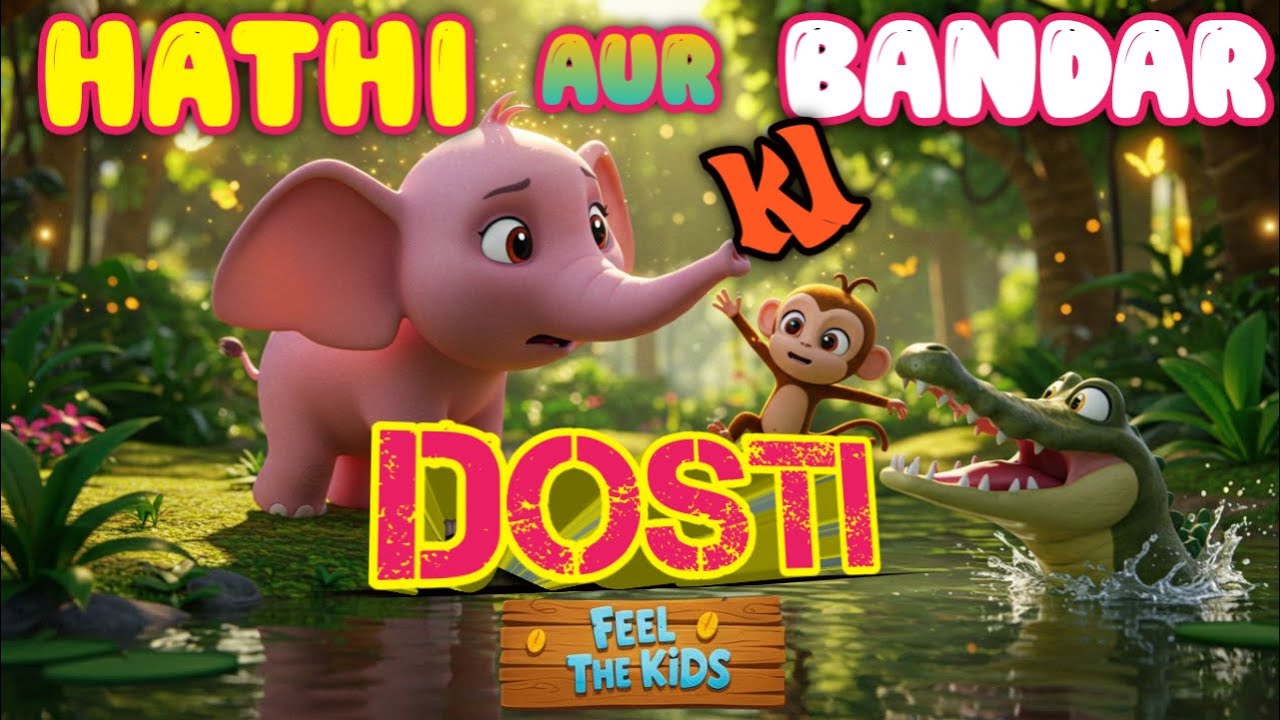 HATHI AUR BANDAR KI DOSTI|Jungle Kids Story in 3D|Pixar Style Cartoon ...