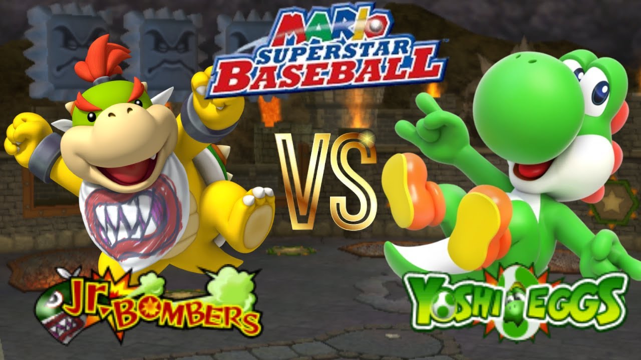 Mario Superstar Baseball - Bowser Jr vs Yoshi [Bowser Castle] - YouTube