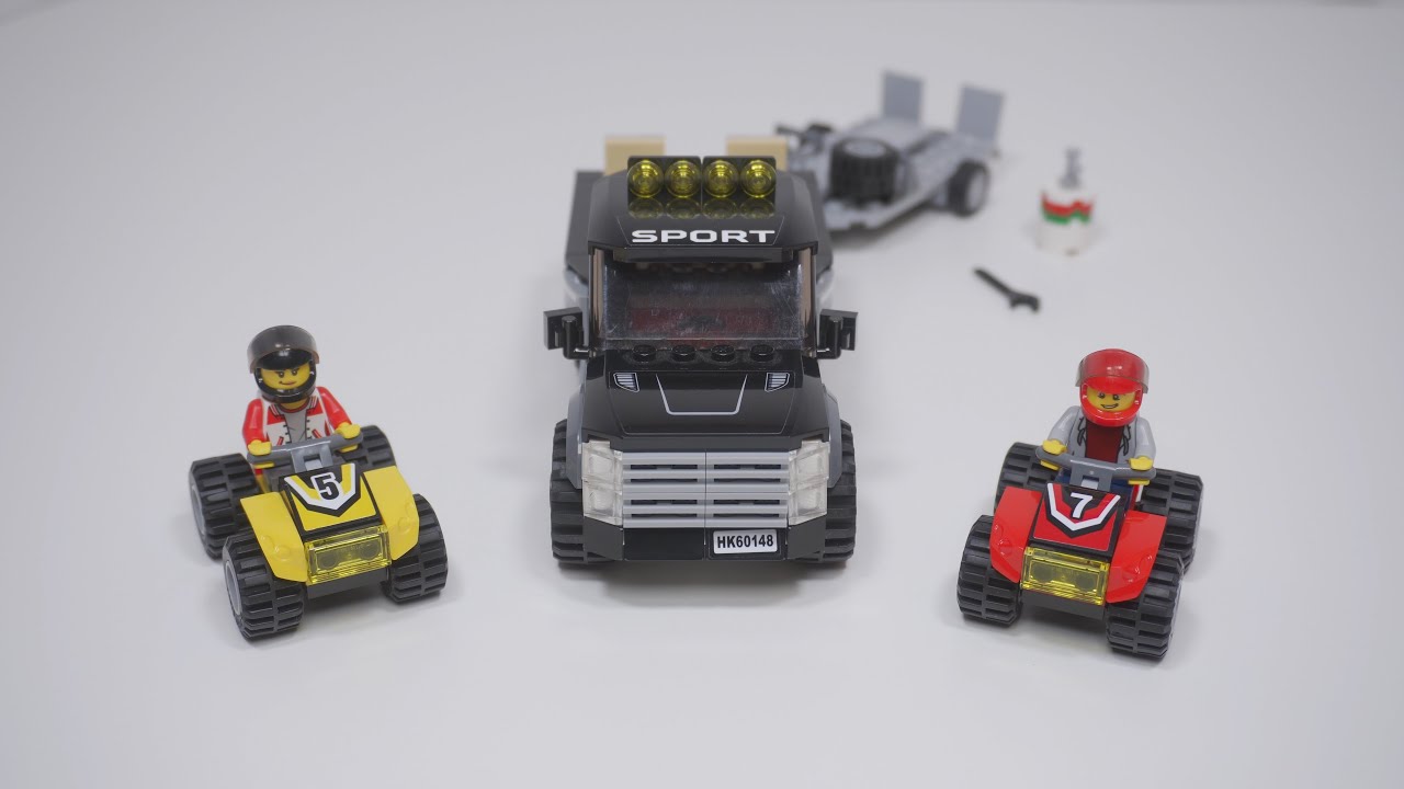 LEGO City ATV Race Team Speed Build with Toy Truck and Trailer - YouTube