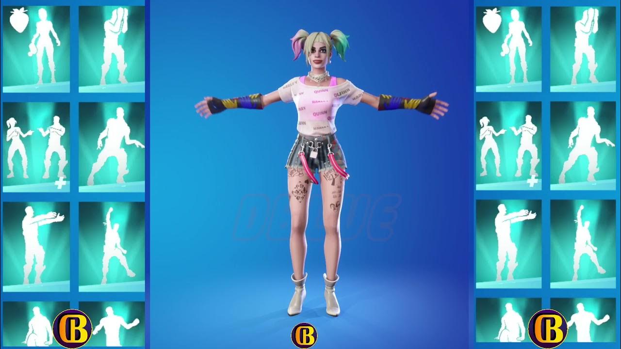 Fortnite Harley Quinn Skin Showcase With Icon Series Dances And Emotes