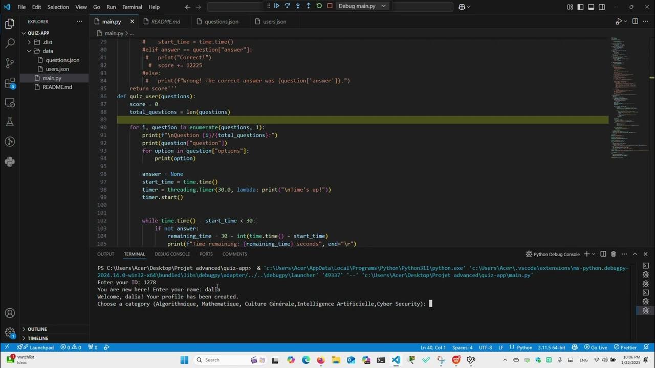Application QCM programme avec python dedié au etudiants d'informatique - YouTube