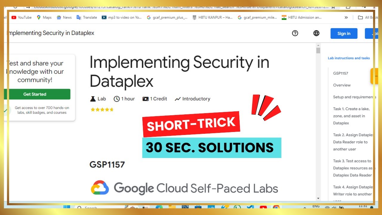 Implementing Security In Dataplex Gsp1157 Short Trick Qwiklabs